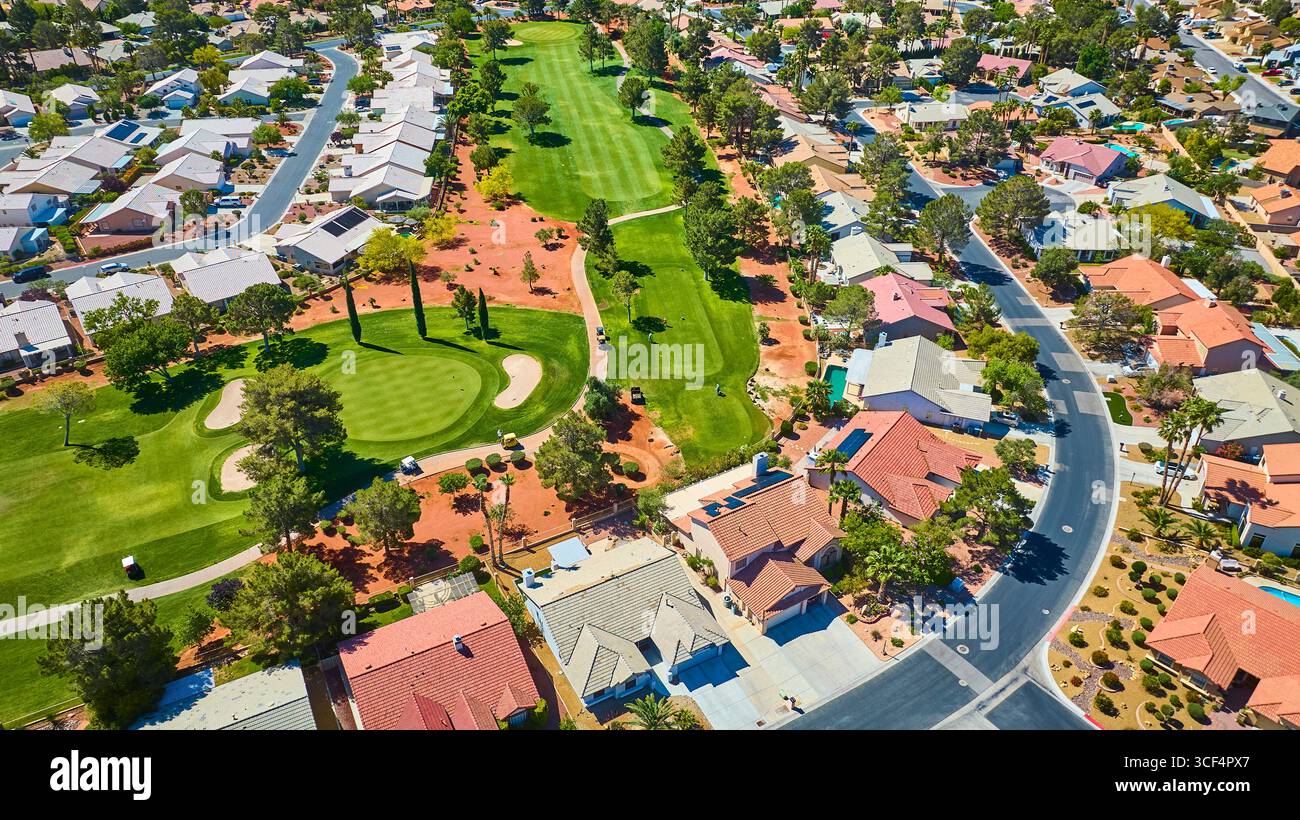 Aerial Golf Course and Residential Community in Las Vegas Nevada Stock ...
