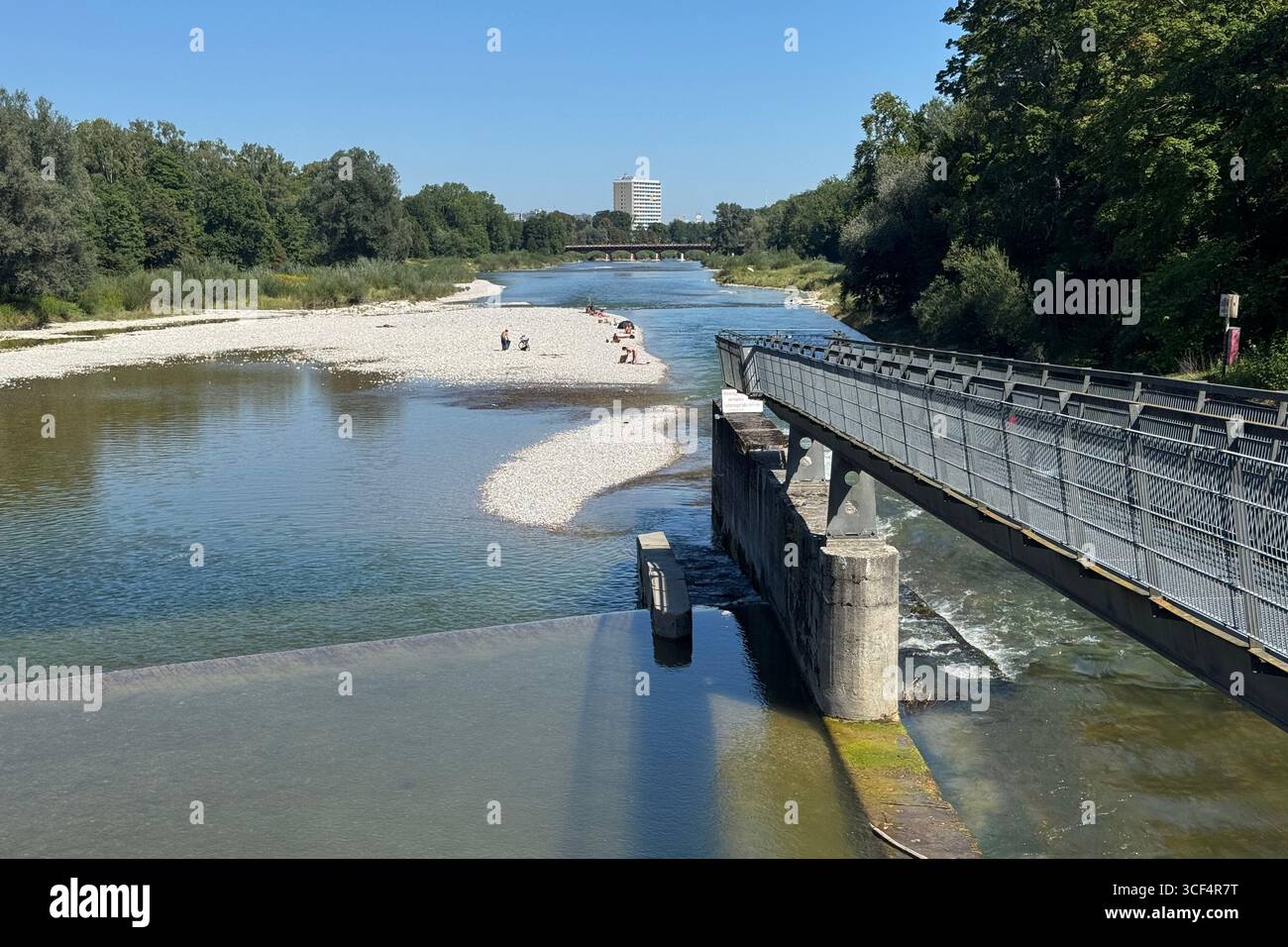 Summer in Munich on August 19, 2025. View of the Isar River in Munich ...