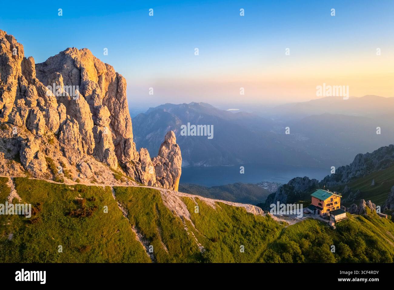 Aerial view of the Rifugio Rosalba and Grignetta (Grigna Meridionale ...