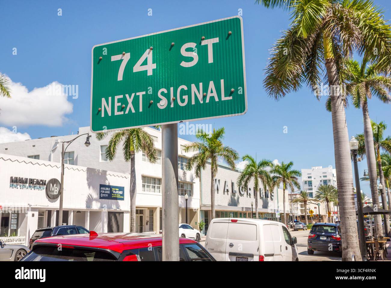Miami Beach Florida,North Beach,Collins Avenue,street sign 74th Street ...