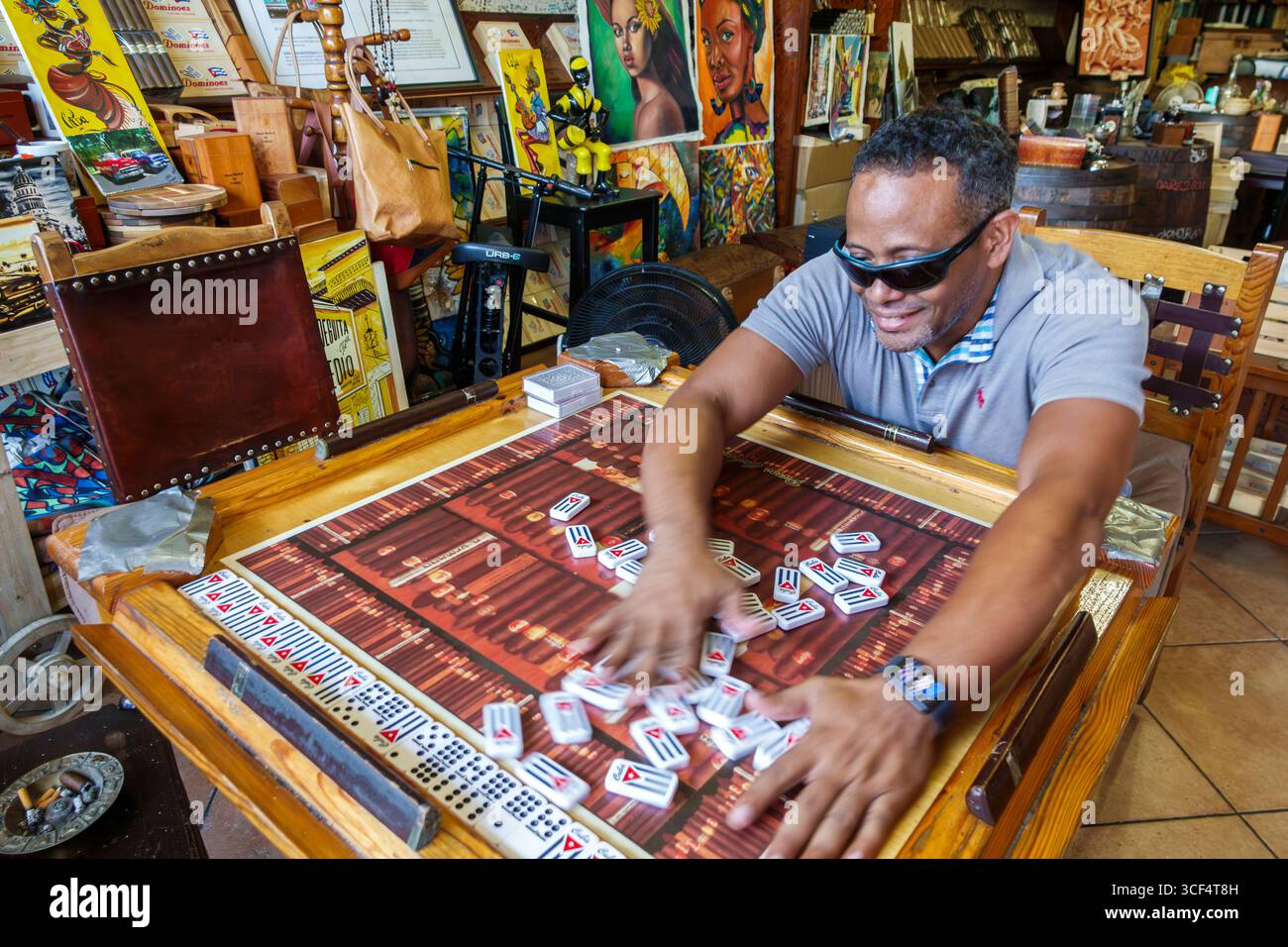 Tiles marked with cuban flag spread across game board hi-res stock ...