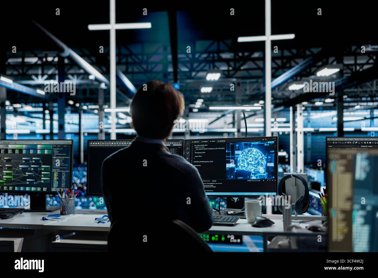 Server room IT worker deploying AI tools to automate repetitive ...