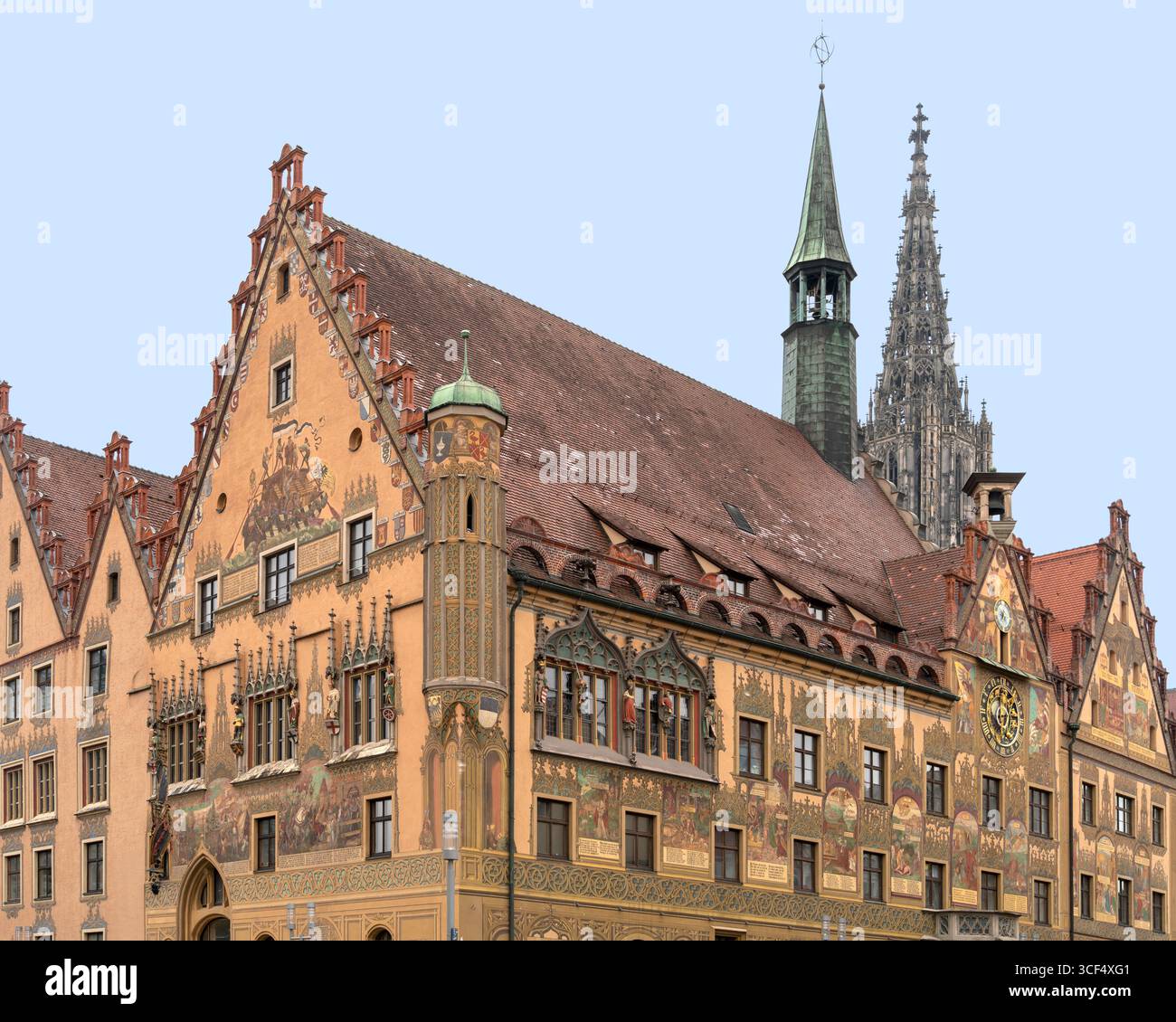 Town hall in Ulm, a city in a state named Baden-Wuerttemberg in ...