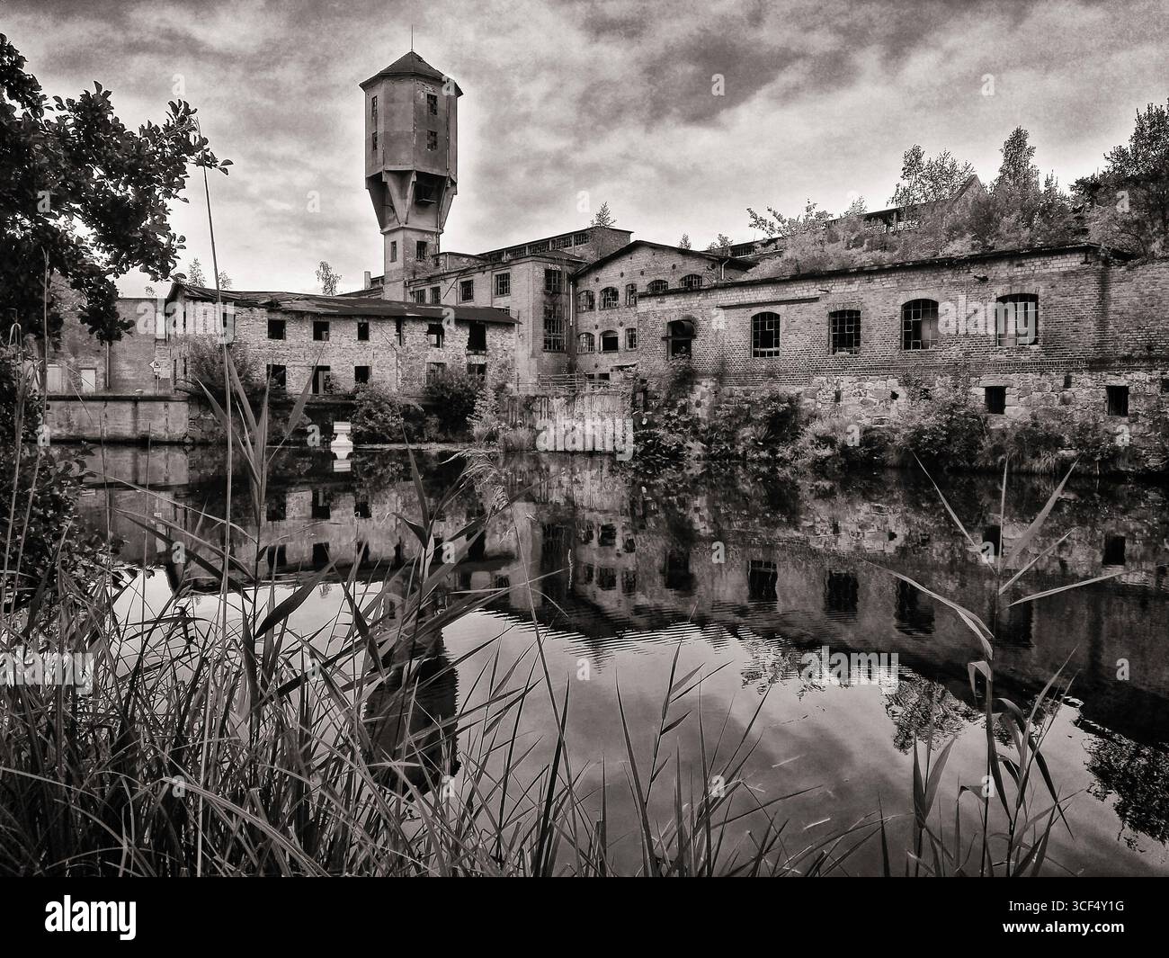Old abandoned paper factory on the finow canal hi-res stock photography ...