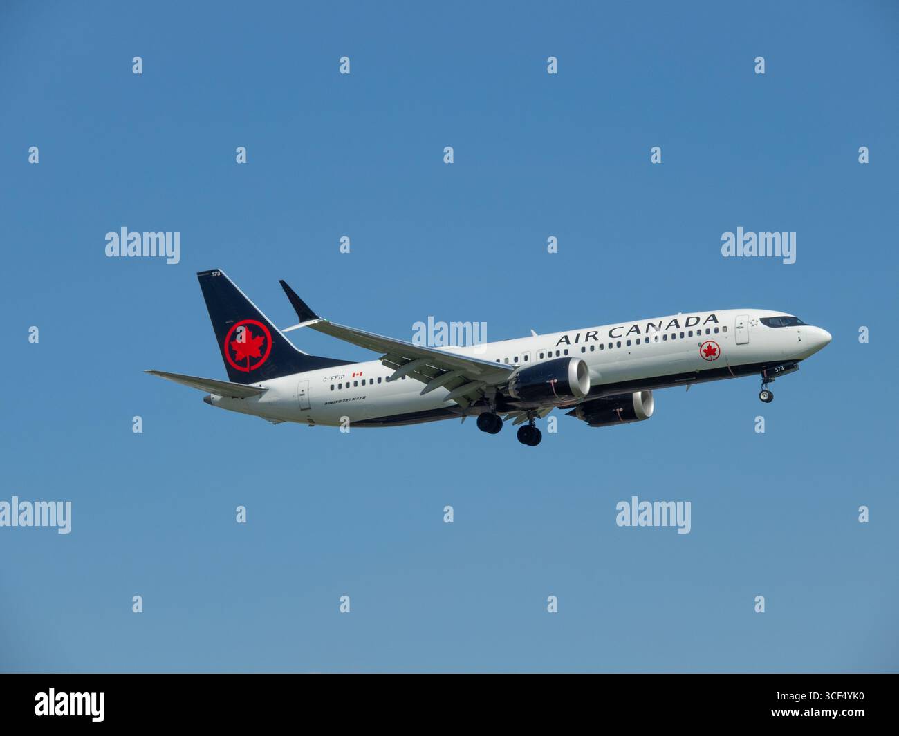 Air Canada's Air Canada's Boeing 737 MAX 8 in flight, Dorval, Quebec ...