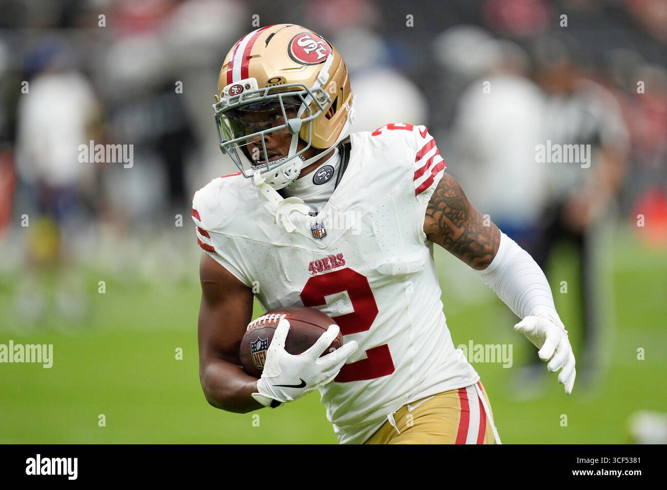 San Francisco 49ers cornerback Deommodore Lenoir (2) warms up before a ...