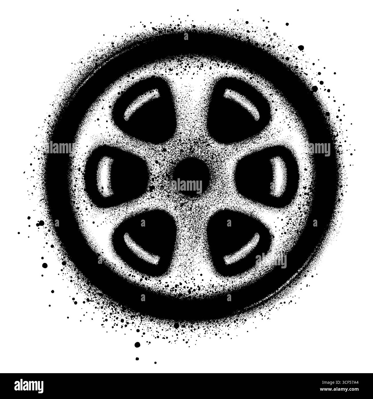 Film reel in graffiti style with black spray paint Stock Vector Image ...