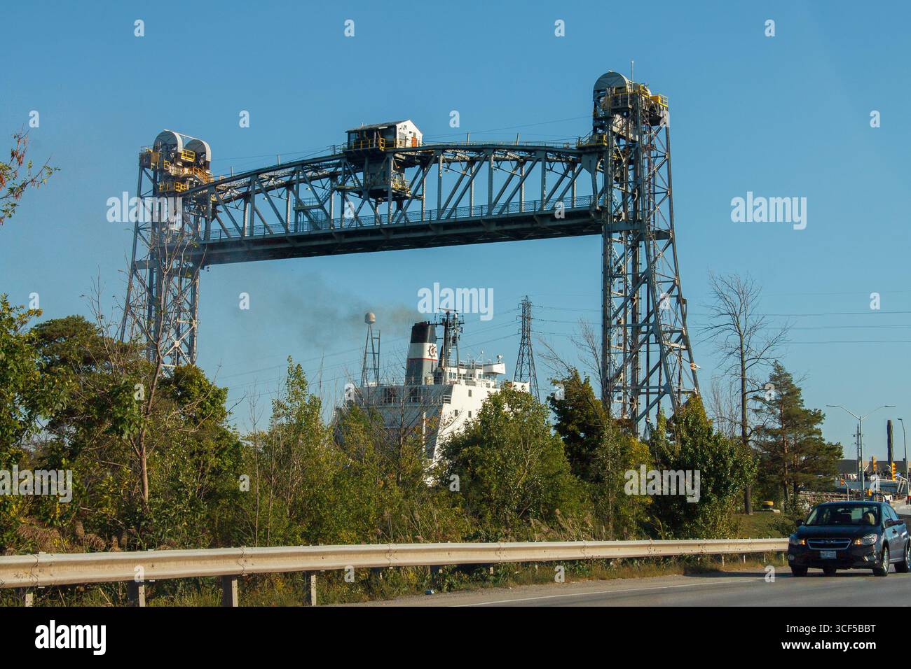 The Clarence Street Lift Bridge, St. Catharines ,in the Welland Canal ...