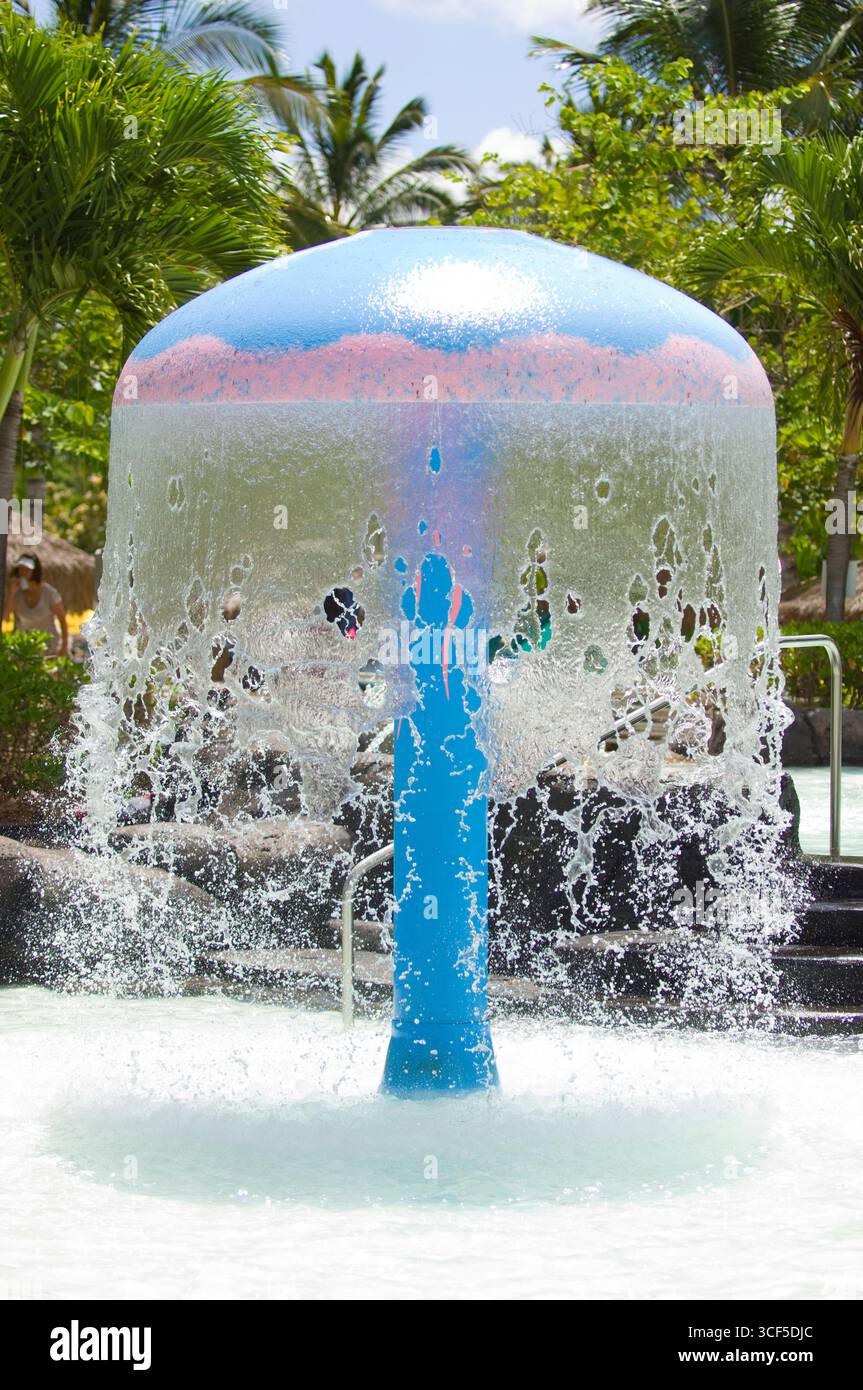 Water sculptor with flowing water at Hawaii Waters Adventure Park ...