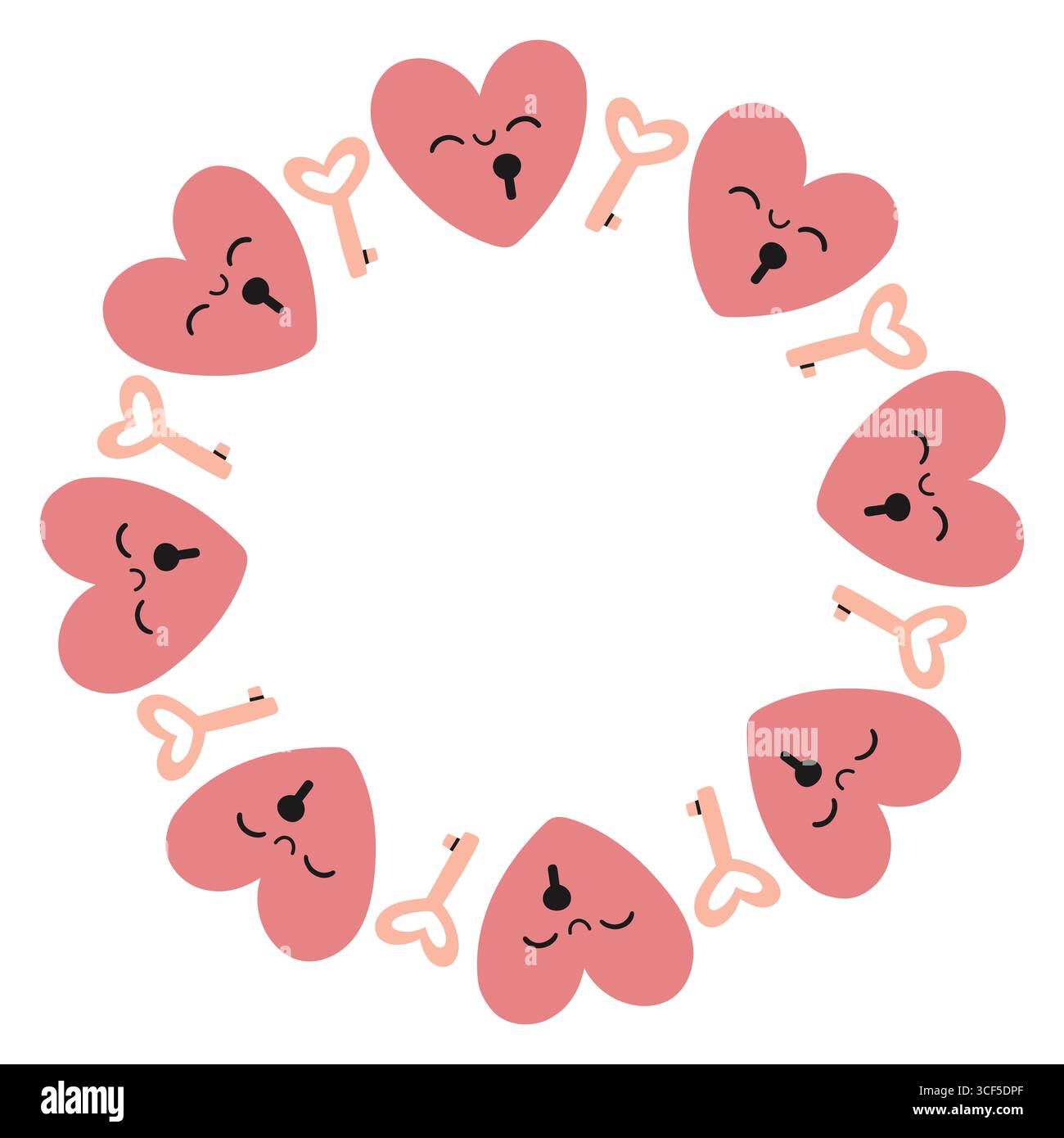 Valentines day heart circle frame. Round love themed border made of ...