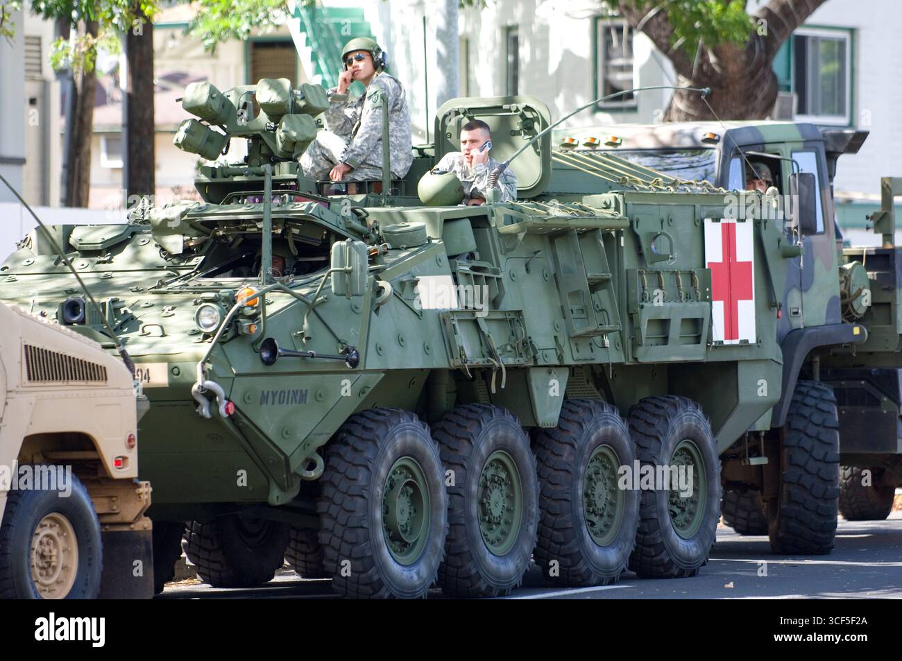 Stryker Medical Evacuation Vehicle before the start of the salute to ...
