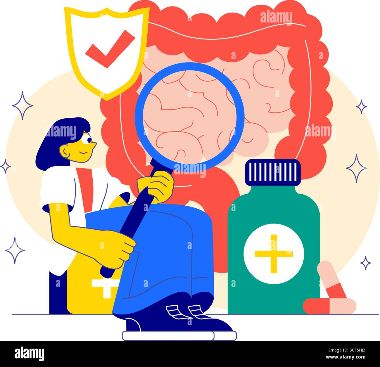 Healthy Gut Illustration featuring Human Digestive System Anatomy with ...