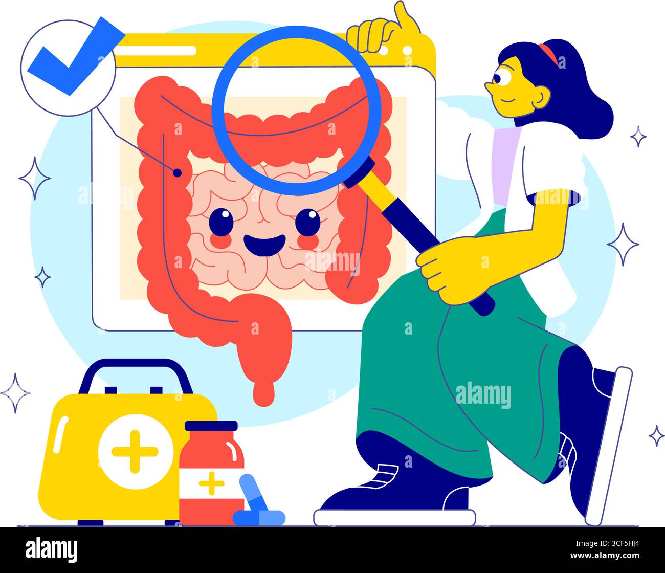 Healthy Gut Illustration featuring Human Digestive System Anatomy with ...