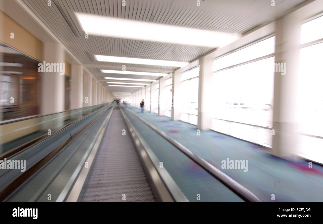 Conveyor people mover in the passenger terminal at Portland ...