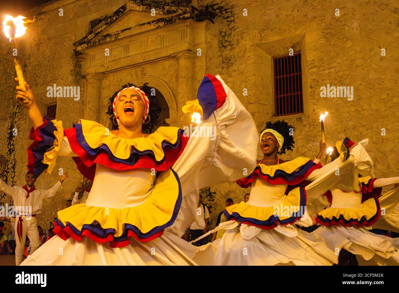 Cartagena, Colombia - August 20, 2025 - Dancers perform energetically ...