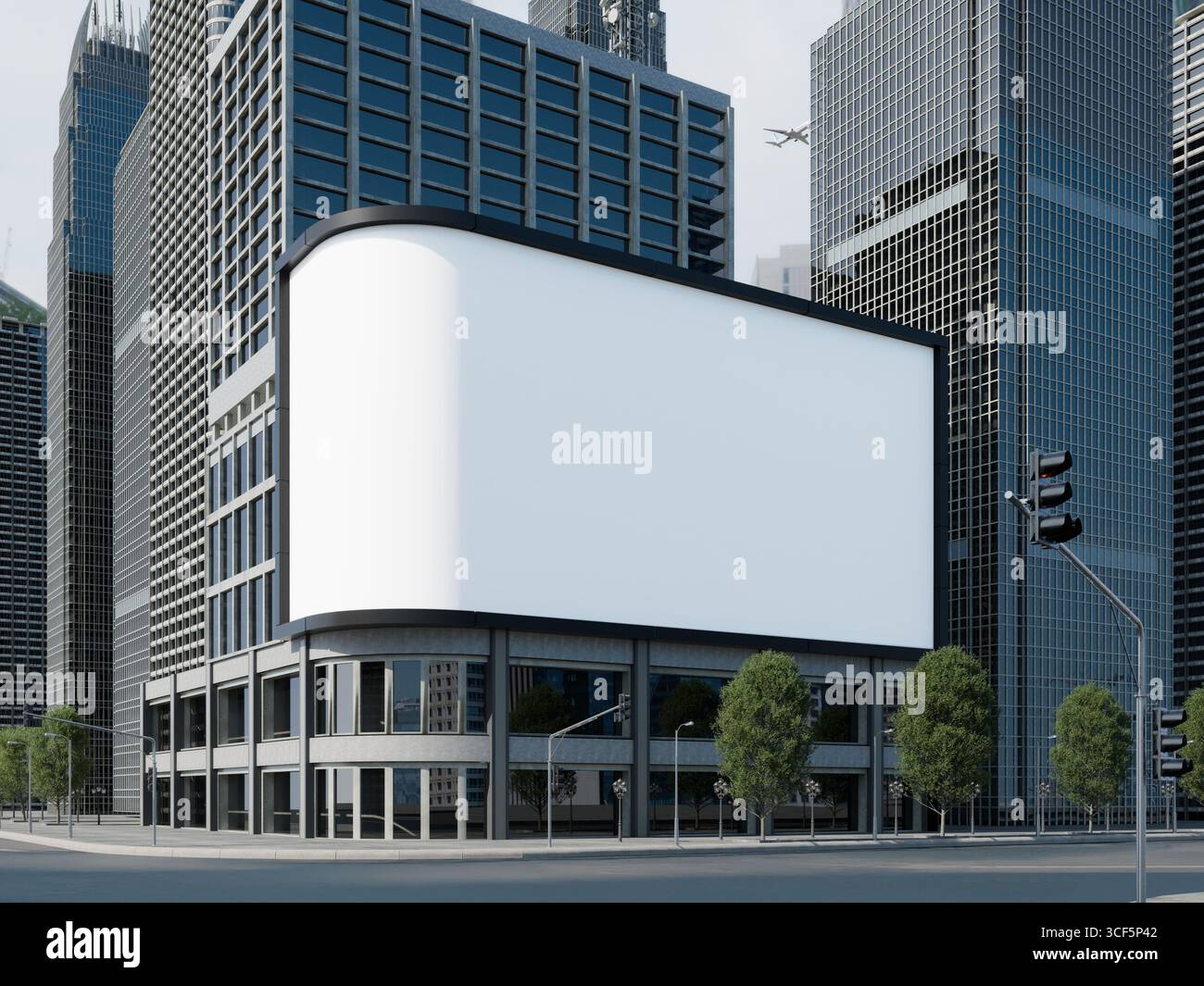 Curved Billboard Advertisement Mockup on a Building Urban Setting ...