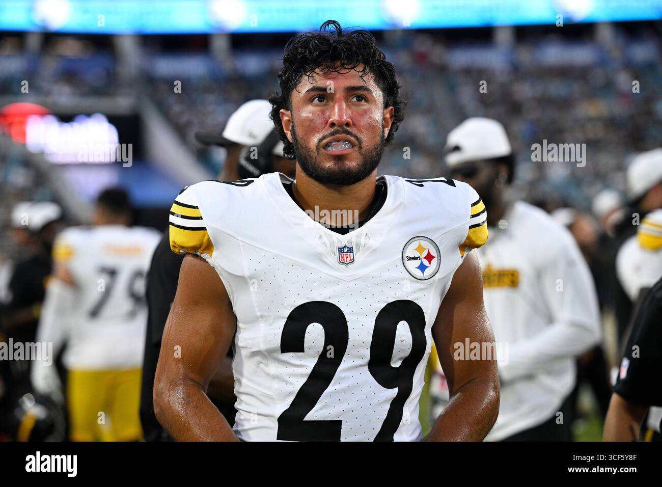 Pittsburgh Steelers safety Sebastian Castro (29) looks on from the ...