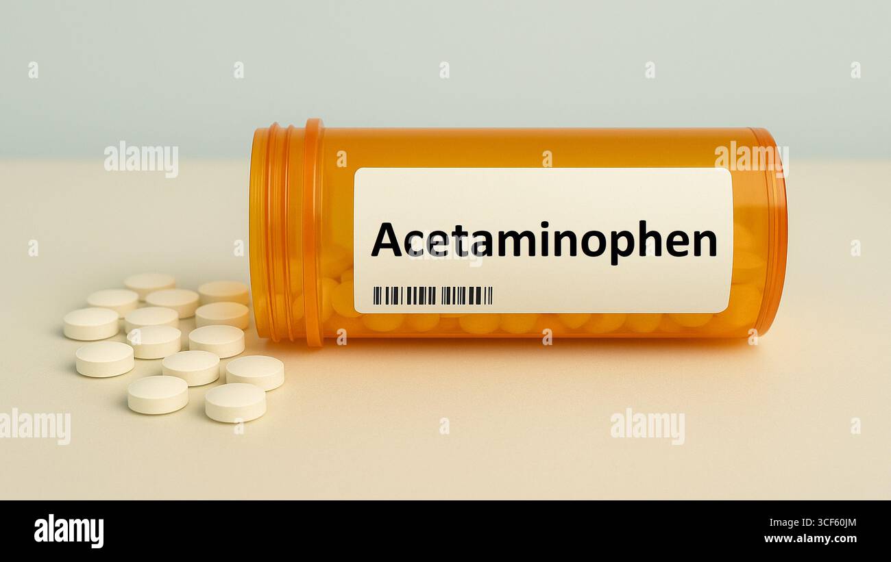 ACETAMINOPHEN box of tablets on hospital pharmacy table, used to ...
