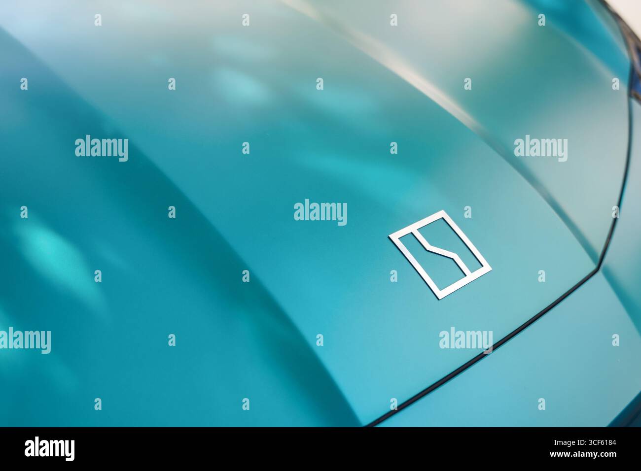 Almaty, Kazakhstan - July 18, 2025: Logo of the car Zeekr X on the hood ...