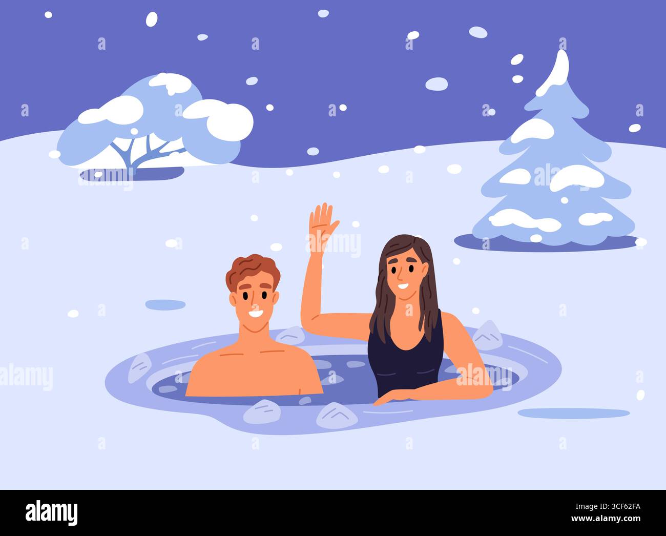 Woman in ice bath Stock Vector Images - Alamy
