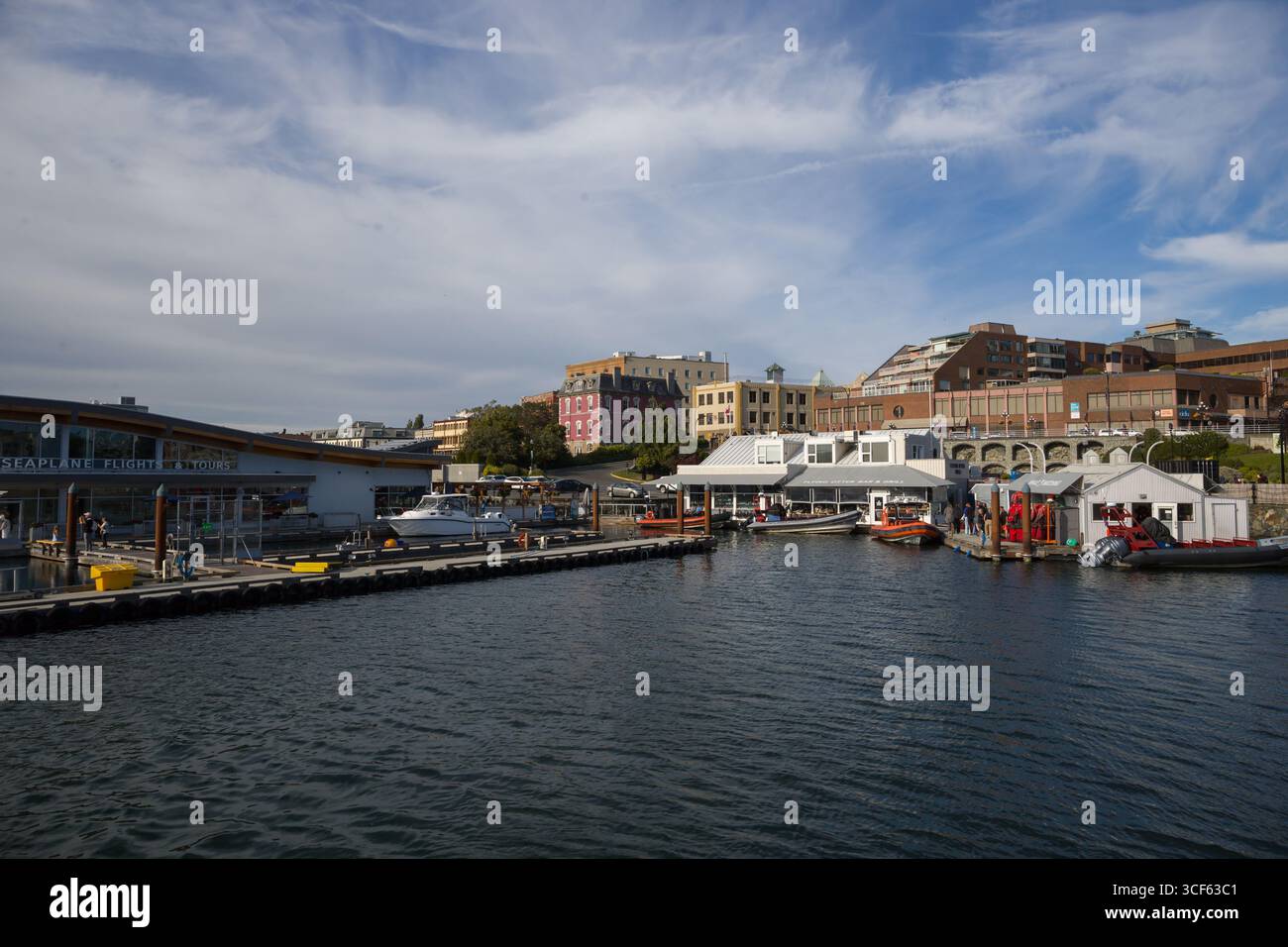 Hydro plane airport Victoria - waterfront area with docks and seaplanes ...
