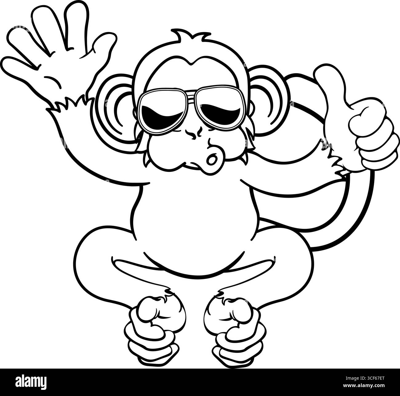 Monkey Sunglasses Waving Thumbs Up Cartoon Animal Stock Vector Image ...