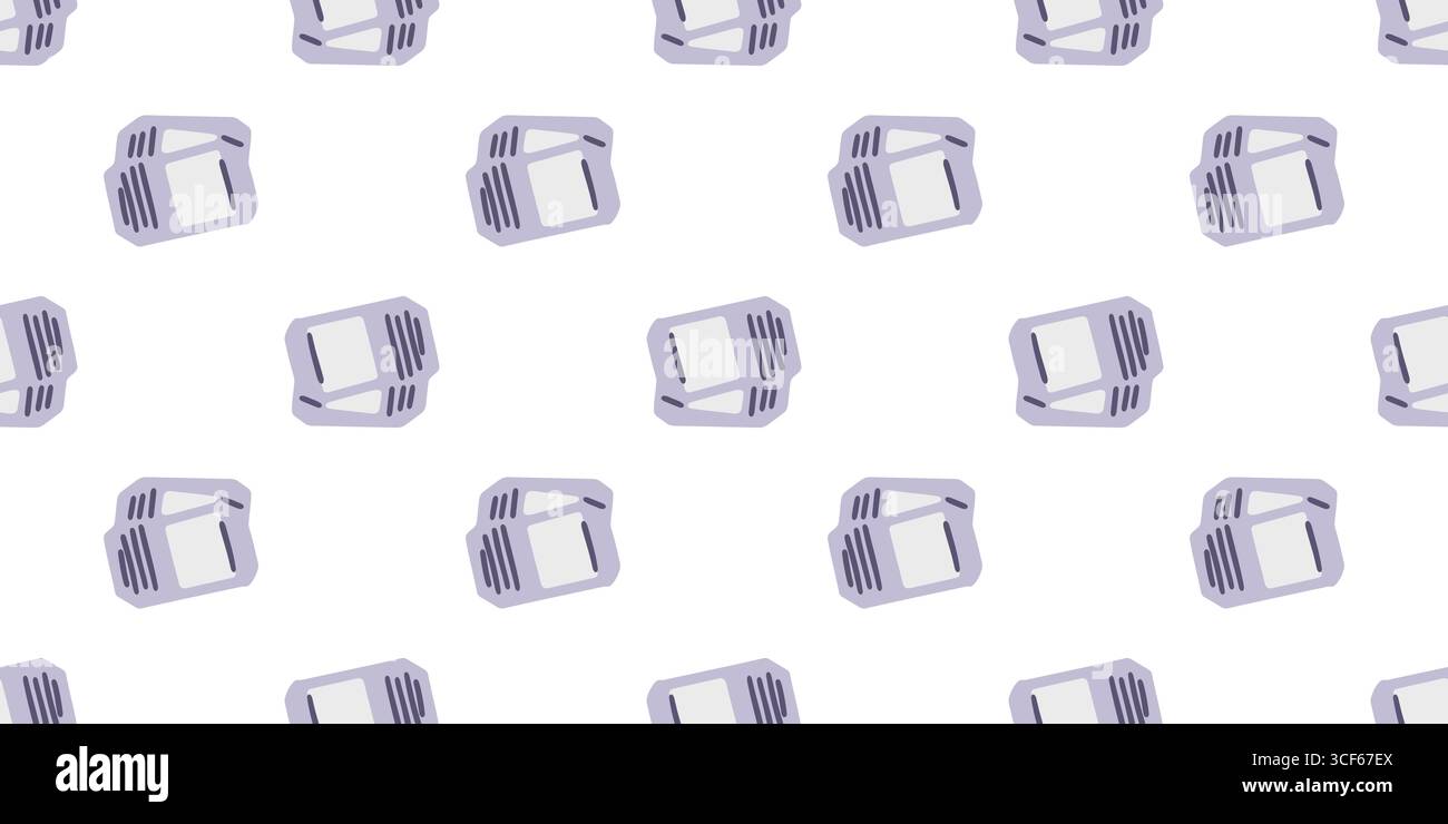 Seamless Cartoon Book Pattern Design. Purple cartoon books in flat ...