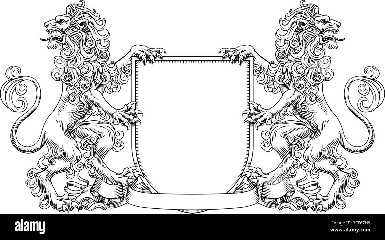 Coat of Arms Crest Lions Family Heraldry Shield Stock Vector Image ...