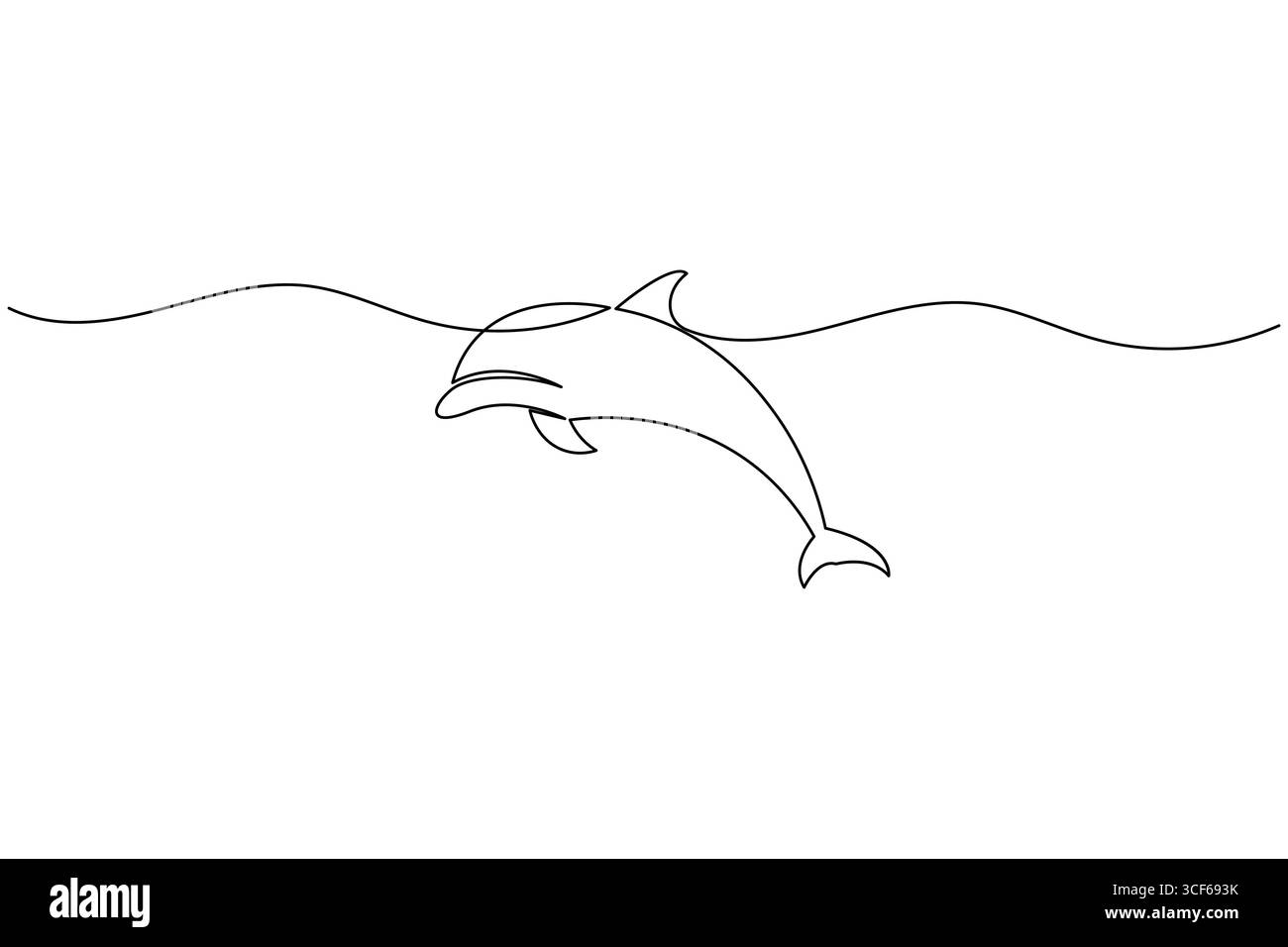 Dolphin continuous one line drawing minimalist style outline ...