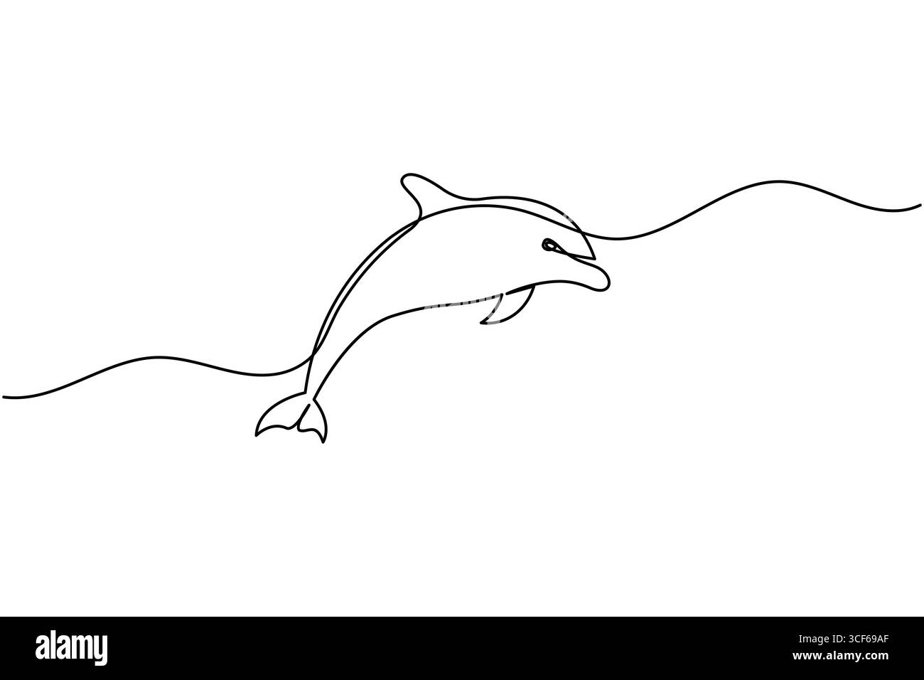 Dolphin continuous one line drawing minimalist style outline ...