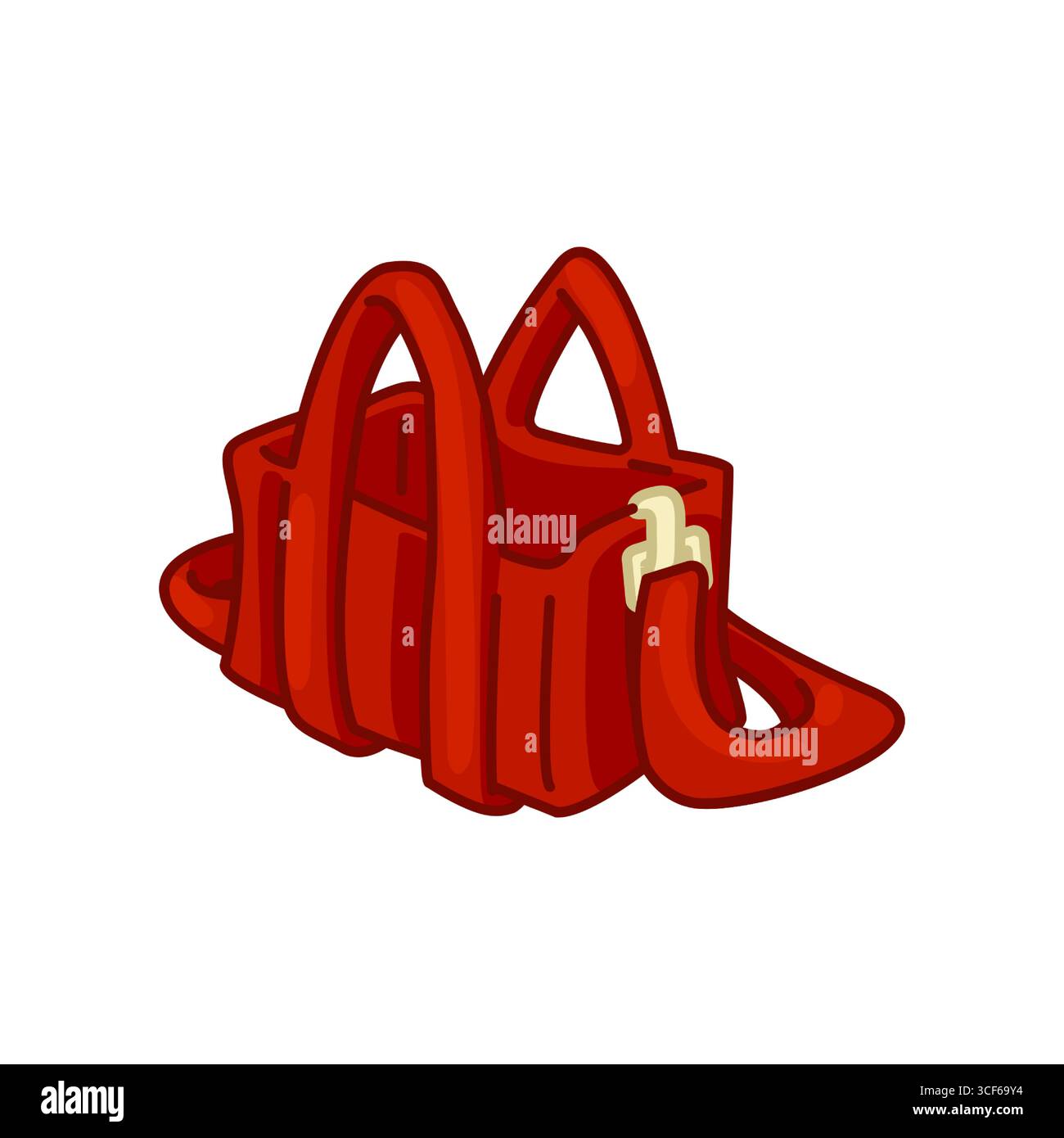 Bright red handbag in cartoon flat style. Colorful illustration with ...