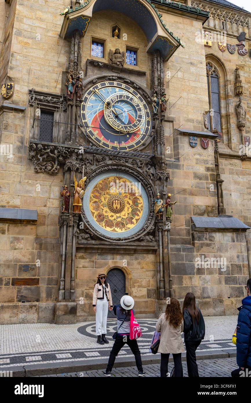 Prague, Czech Republic, Medieval Astronomical clock on Old Town hall ...
