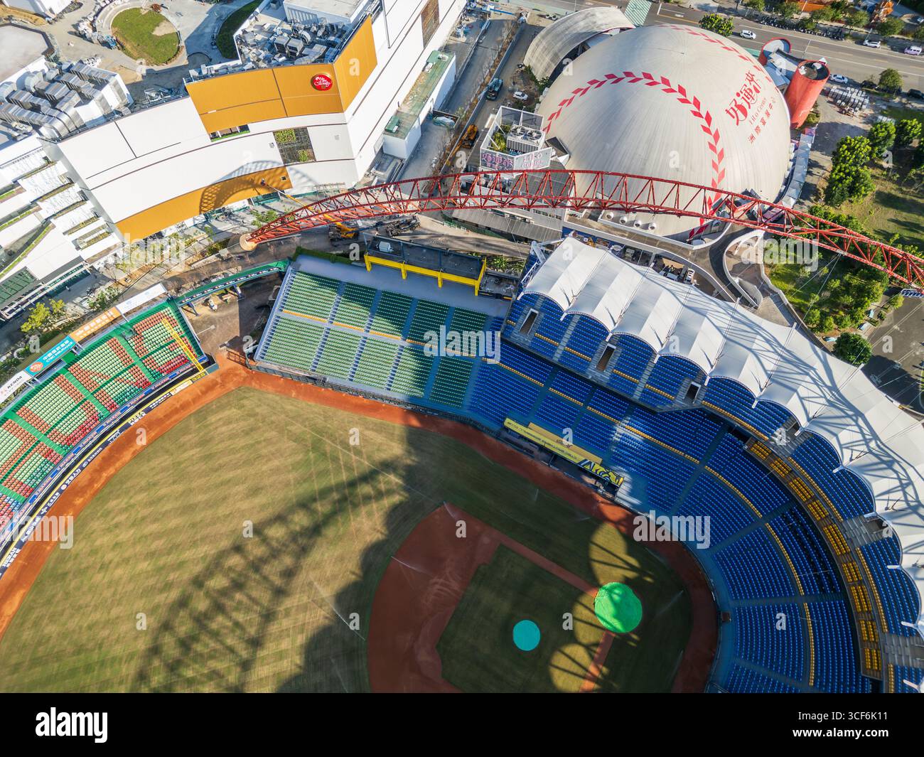 Beitun District, Taichung City, Taiwan. Aerial view of the baseball ...