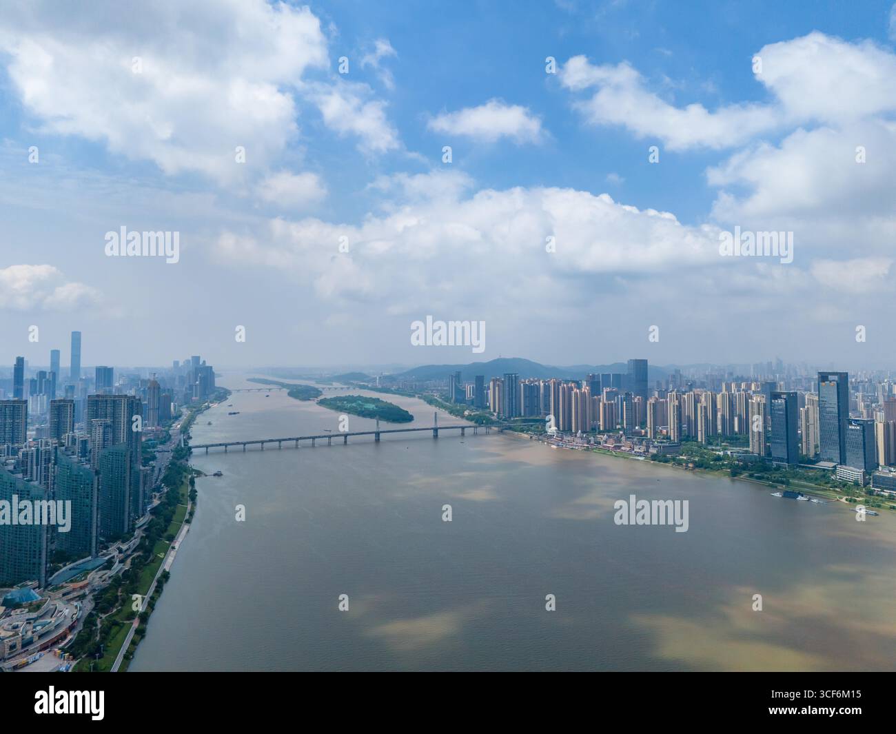 Aerial photo shows the Xiang River in Changsha City, south China's ...