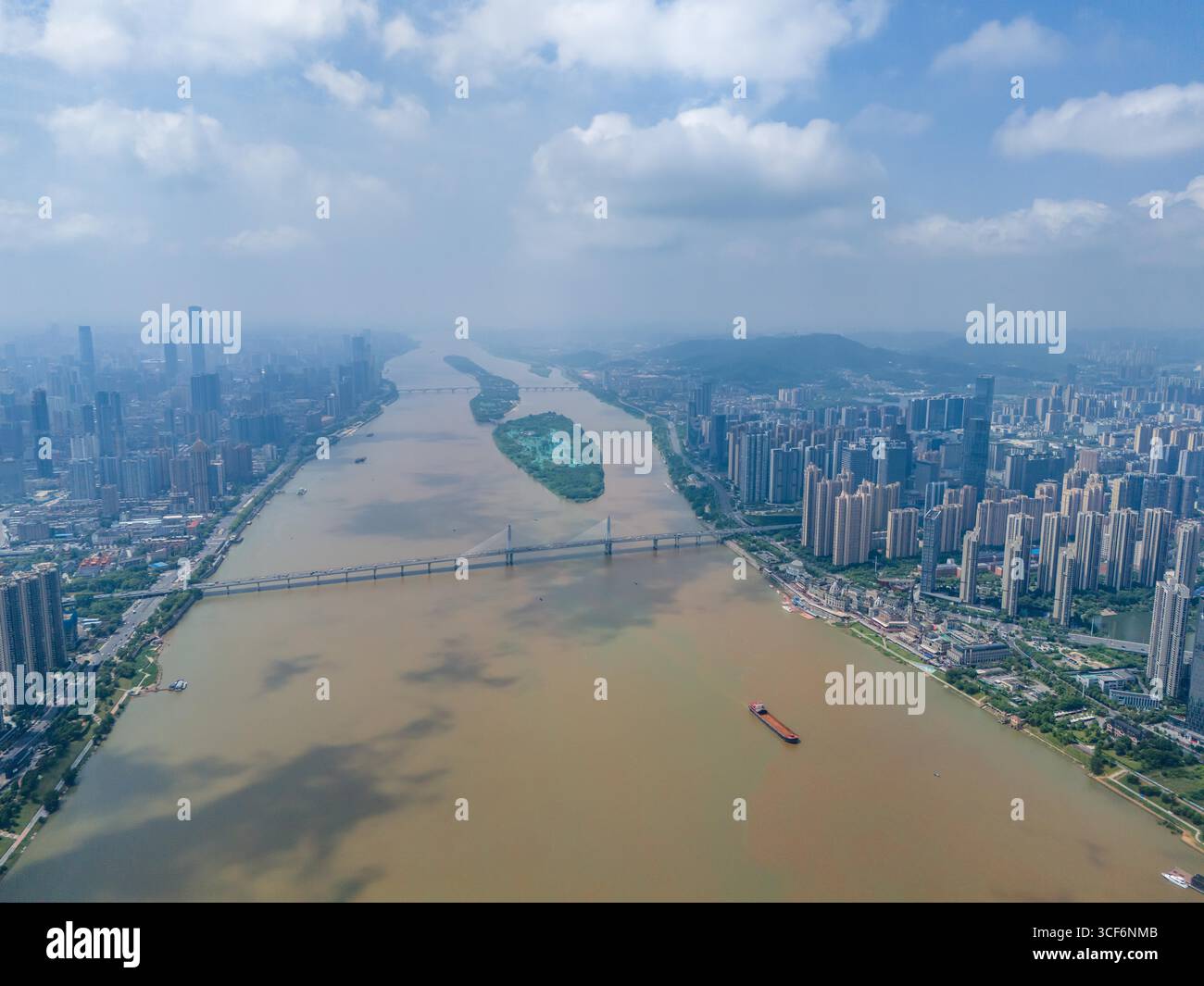 Aerial photo shows the Xiang River in Changsha City, south China's ...