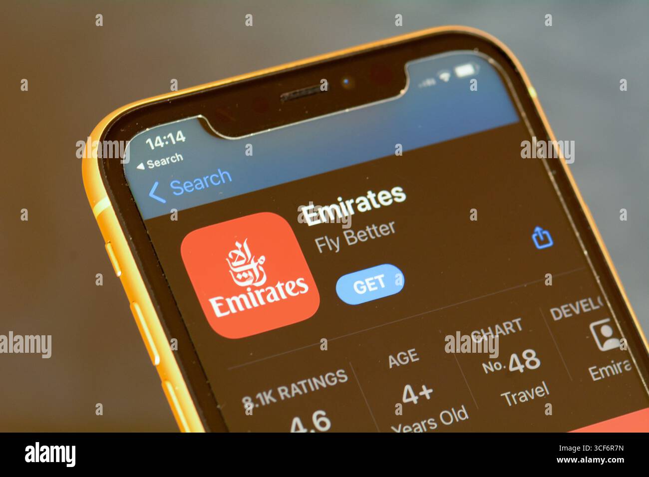 Emirates Airline app in Apple App Store Stock Photo - Alamy
