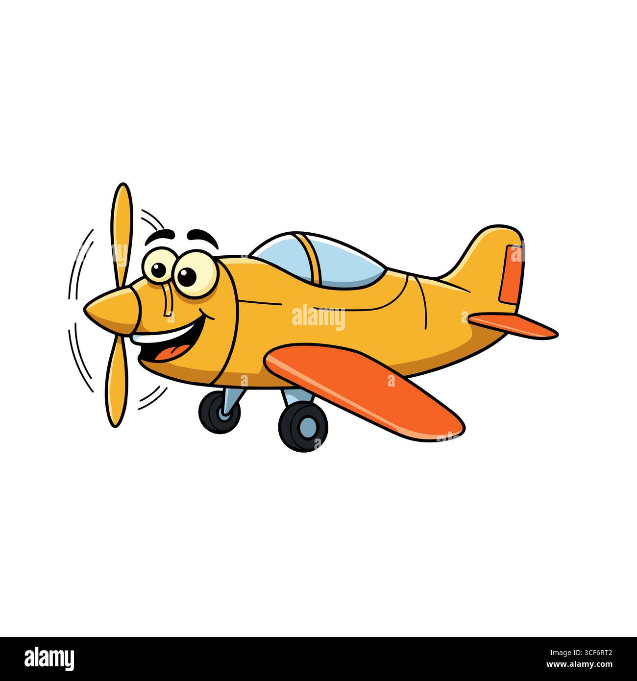 Funny cartoon airplane. Vector clip art illustration with simple ...