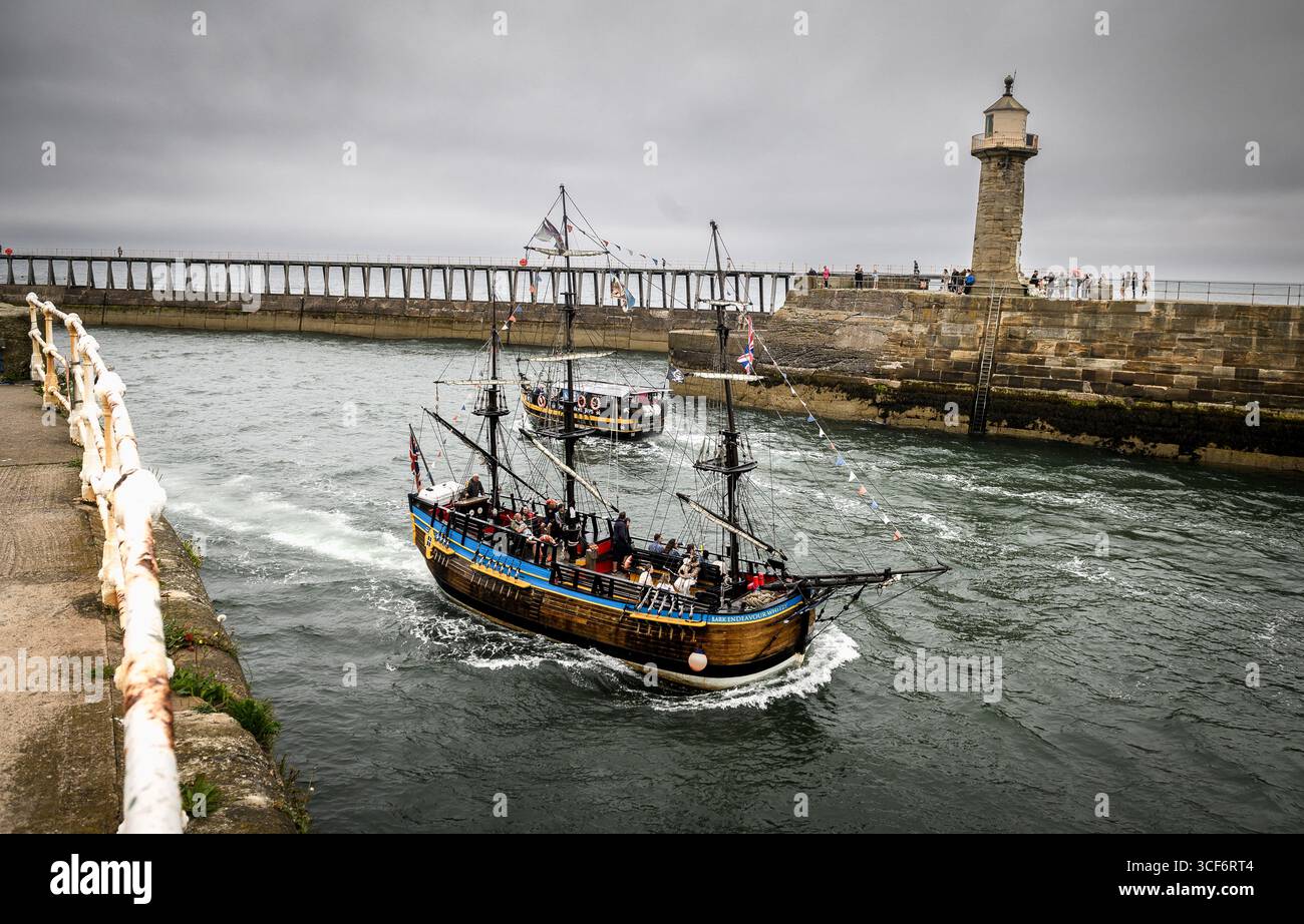 Whitby, Yorkshire, UK July 23, 2025. The seaside town of Whitby in ...