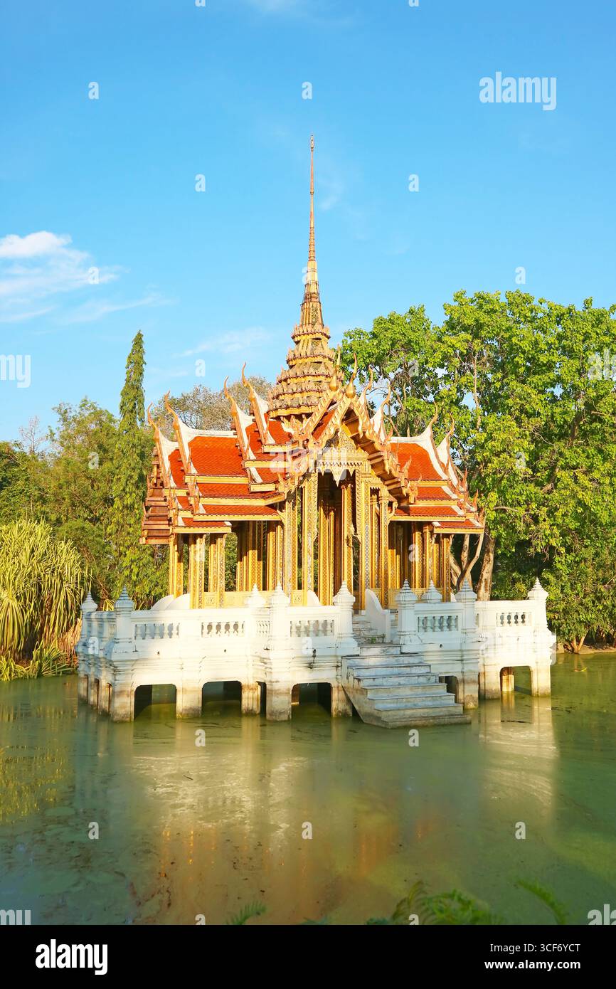 Eye-catching Thai Ancient Style Pavilion on the Pond of Suanluang King ...