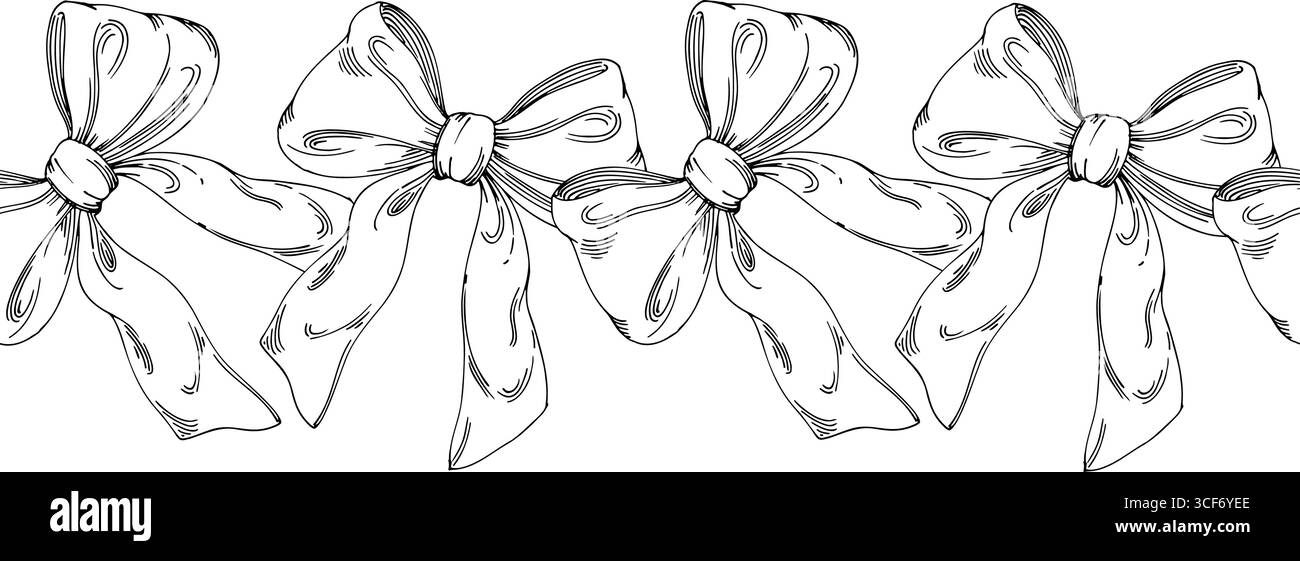 Seamless border of bows. For packaging design, cards, cover, prints ...