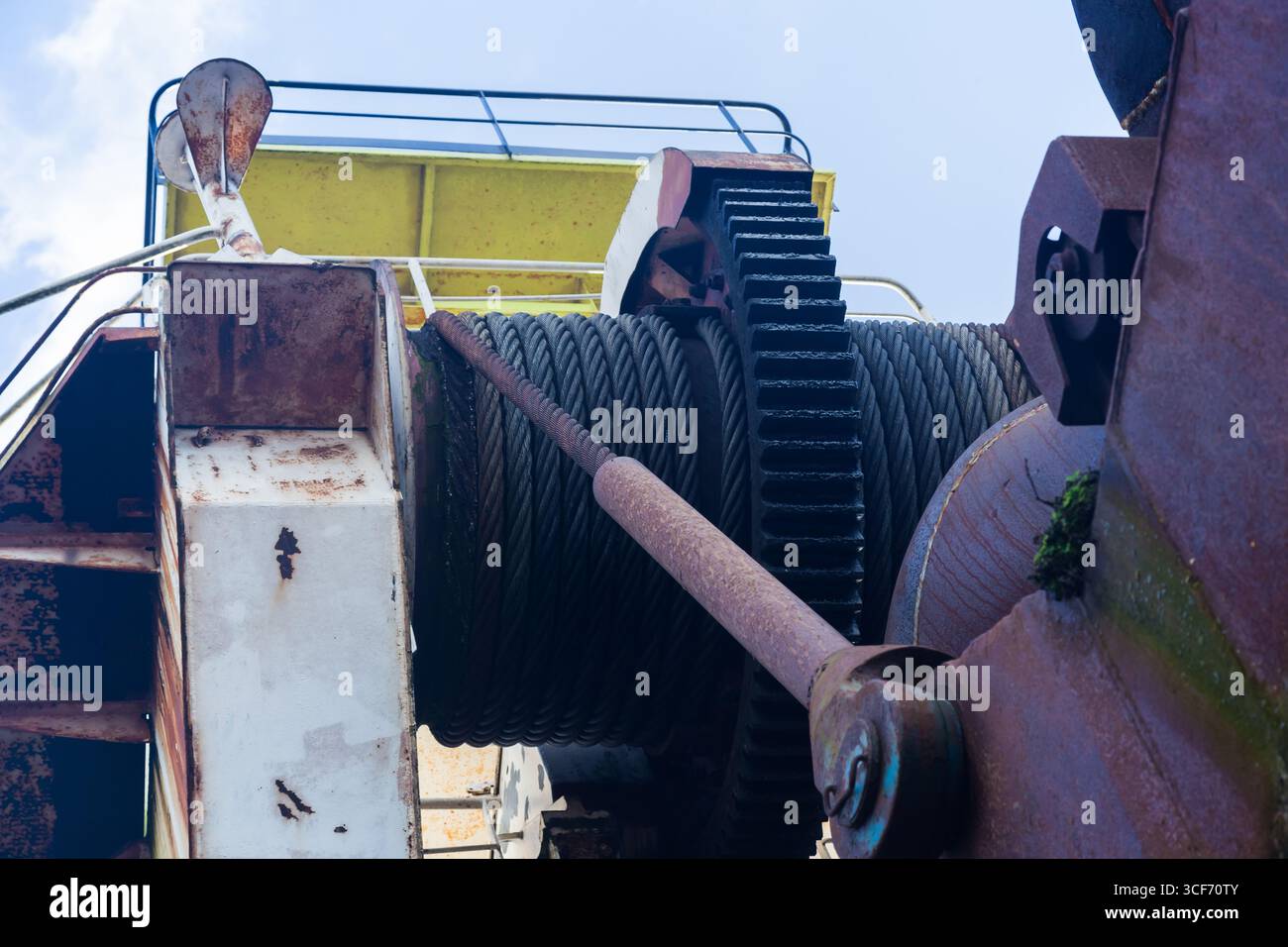 Large dredger with a powerful steel winch and conveyor buckets Stock ...