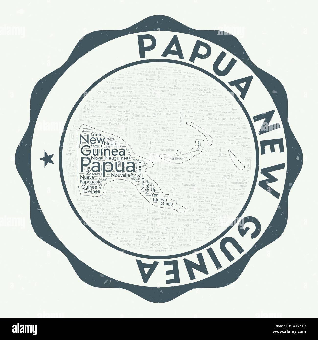 Papua New Guinea logo. Artistic country badge with word cloud in shape ...