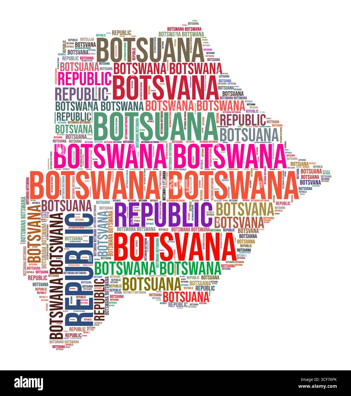 Botswana country shape word cloud. Typography style country ...