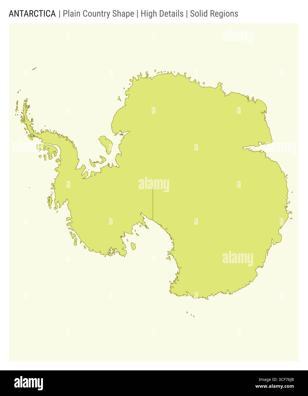 Antarctica plain country map. High details. Solid regions style. Shape ...