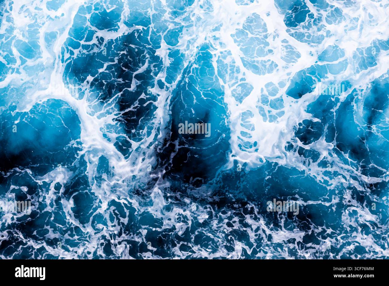 Sea surface background. Top view of stunning foamy water. Can be used ...