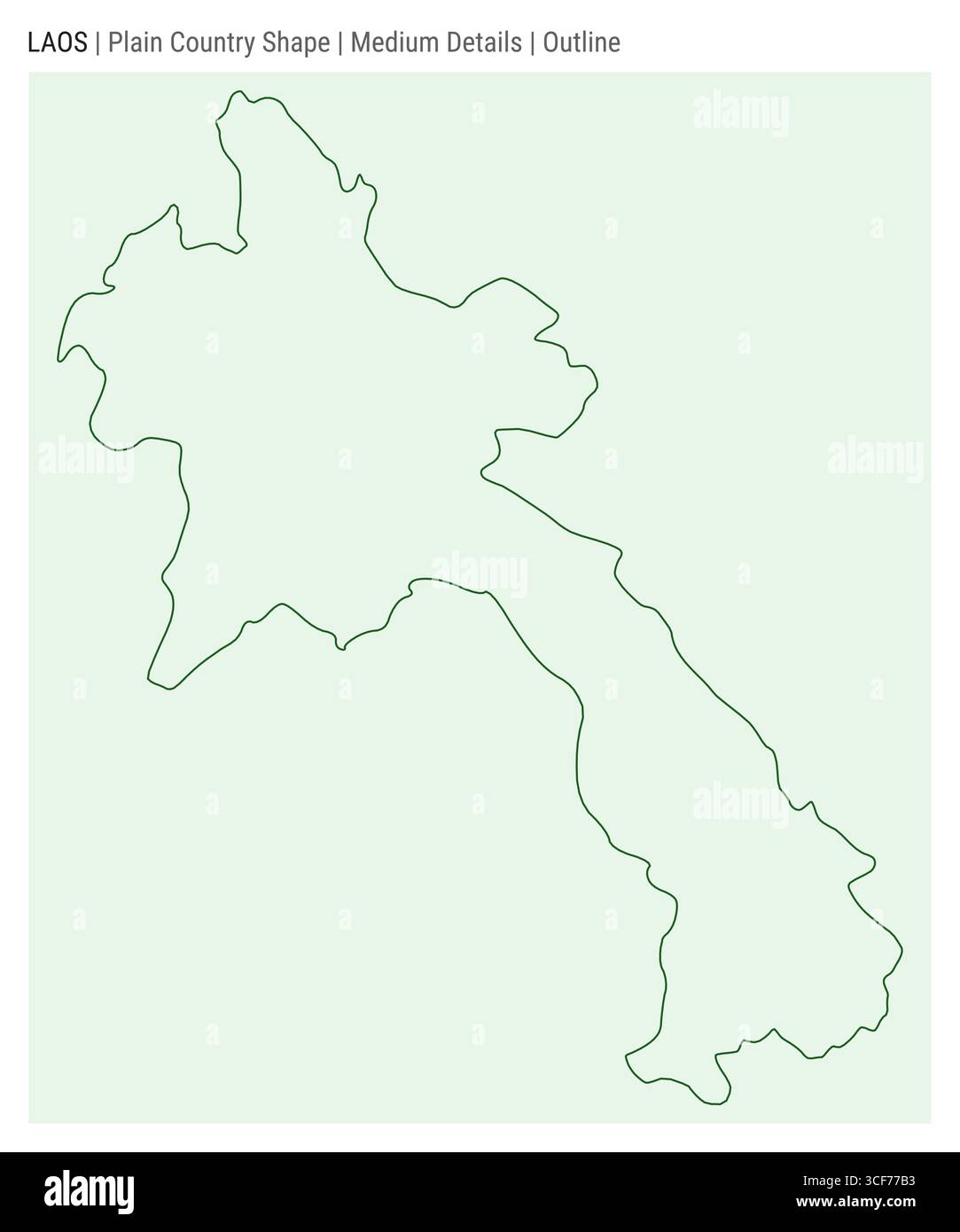 Laos plain country map. Medium details. Outline style. Shape of Laos ...
