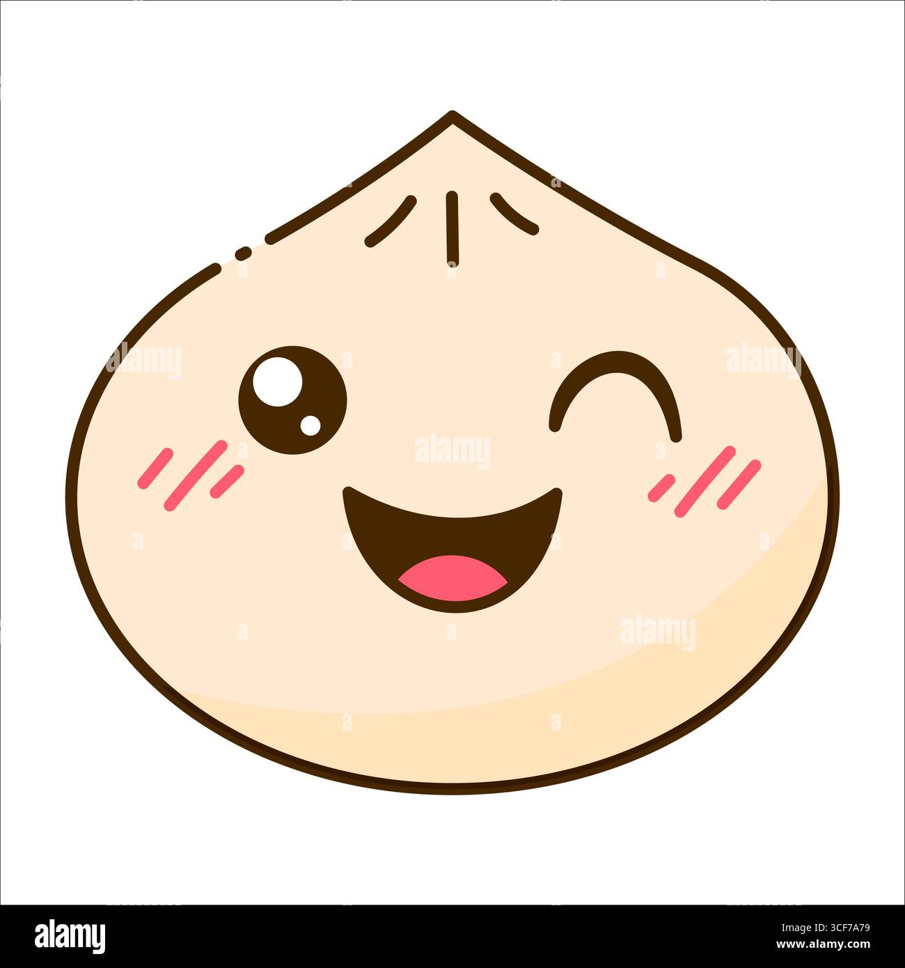 Cute Baozi Character with Happy Smiling Face Winking Isolated on White ...