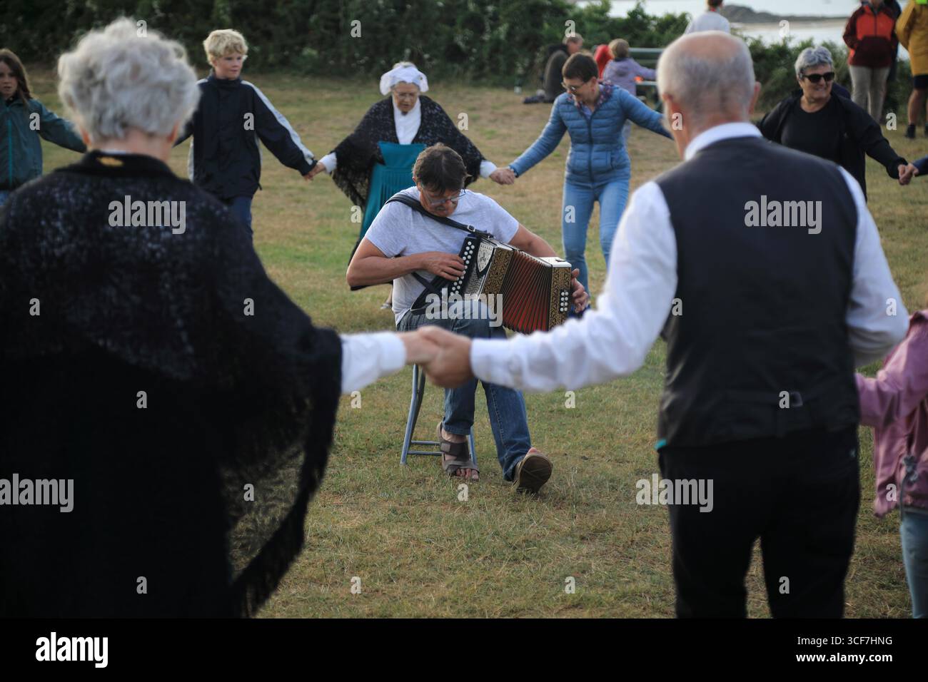Saint Jacut de la Mer, France - July 20th, 2025: Traditional folk ...