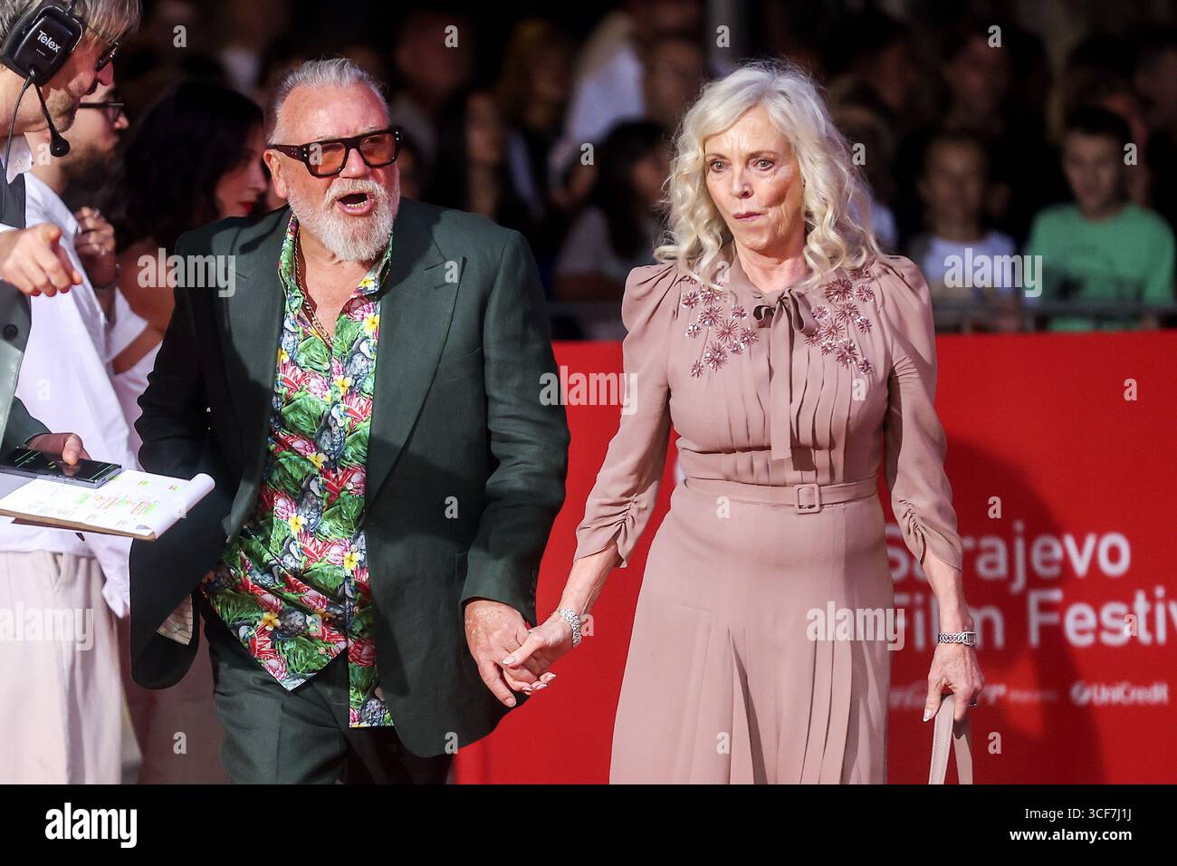 English actor Ray Winstone with his wife Elaine Winstone on the red ...