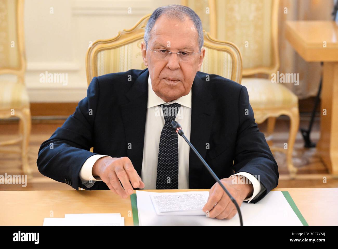 Russian Foreign Minister Sergey Lavrov during the talks. Credit: Dmitry ...
